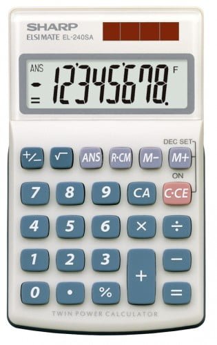 Sharp EL-240SAB Basic Solar Powered Four Function Calculator - While ...